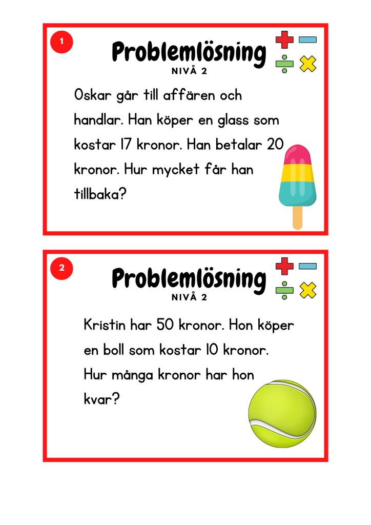 Problemlösning nivå 2 (addition och subtraktion 0-50) | Teach Academy Problemlösning nivå 2 (addition och subtraktion 0-50) | Teach Academy
