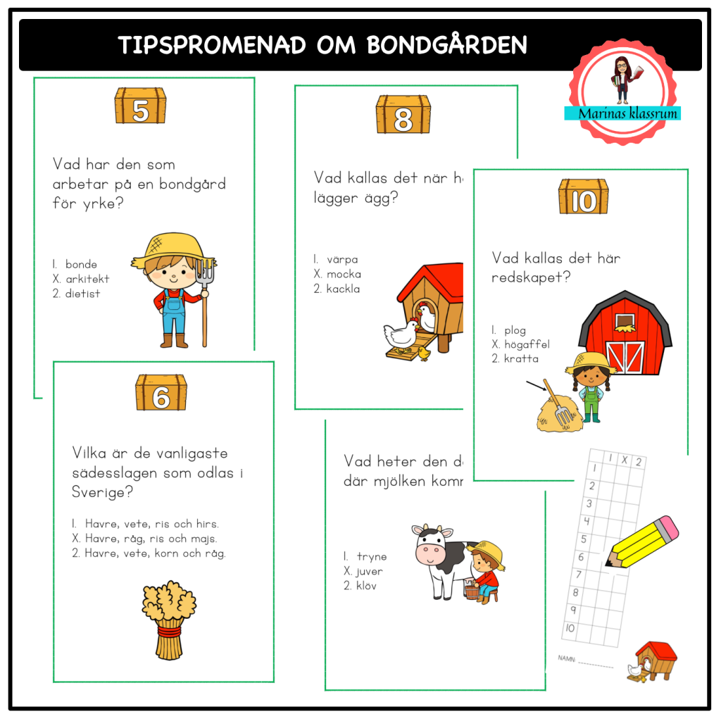 Tipspromenad om bondgårdens djur | Teach Academy Tipspromenad om bondgårdens djur | Teach Academy