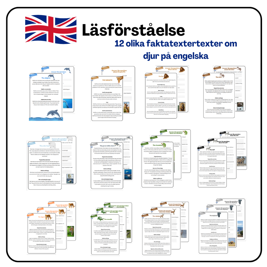 Läsförståelse: 12 faktatexter om olika djur på engelska | Teach Academy Läsförståelse: 12 faktatexter om olika djur på engelska | Teach Academy