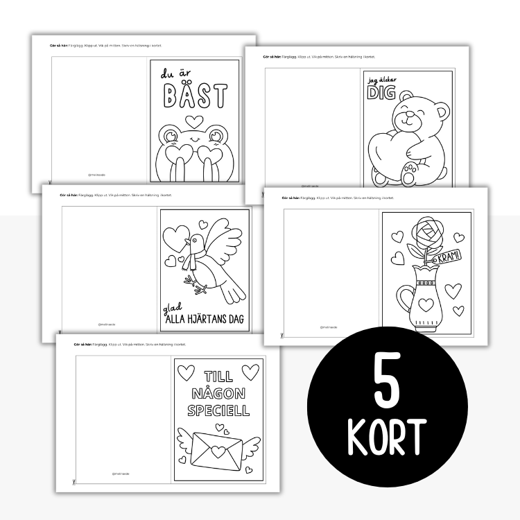 Alla hjärtans dags - kort (vikbara) 5 motiv | Teach Academy Alla hjärtans dags - kort (vikbara) 5 motiv | Teach Academy