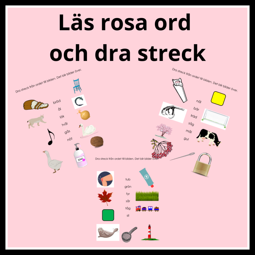 Stenciler: Läsa rosa ord och dra streck | Teach Academy Stenciler: Läsa rosa ord och dra streck | Teach Academy