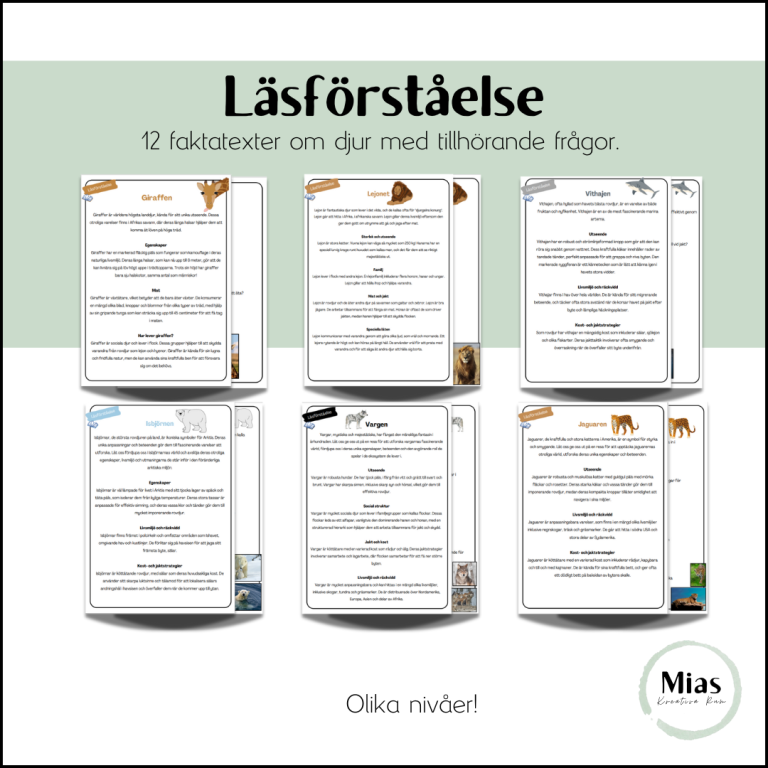 Läsförståelse: 12 faktatexter om djur | Teach Academy Läsförståelse: 12 faktatexter om djur | Teach Academy